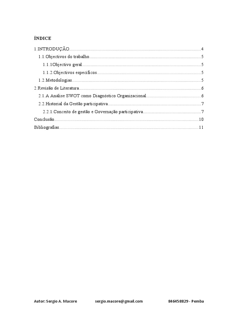 Análise Fofa Como Factor Influente Da Gestão e Governação Participativa ...