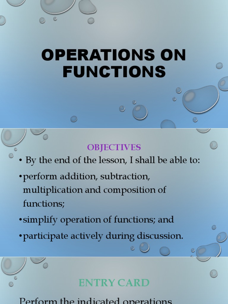 Lesson 4 Operations On Functions | PDF | Mathematics | Mathematical ...