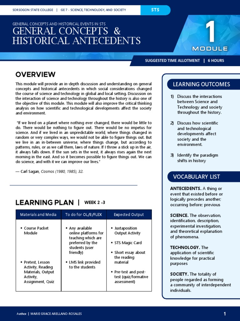 Ge 7 - Sts Module 1 | PDF | Science | Society