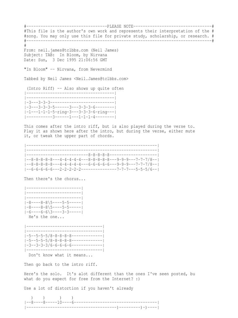 65 - in Bloom-Tab | PDF | Song Structure | Nirvana (Band)