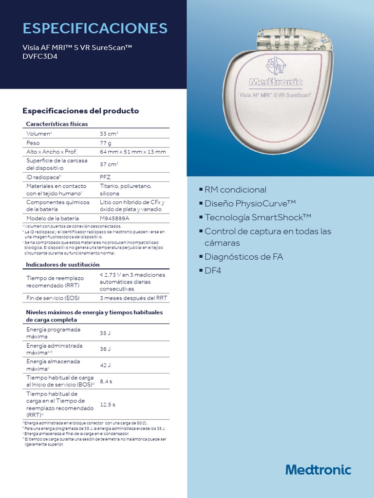 Ficha Tecnica Visia AF MRI S VR DF4Specs Prev DVFC3D4 Pág 1 A 7. | PDF