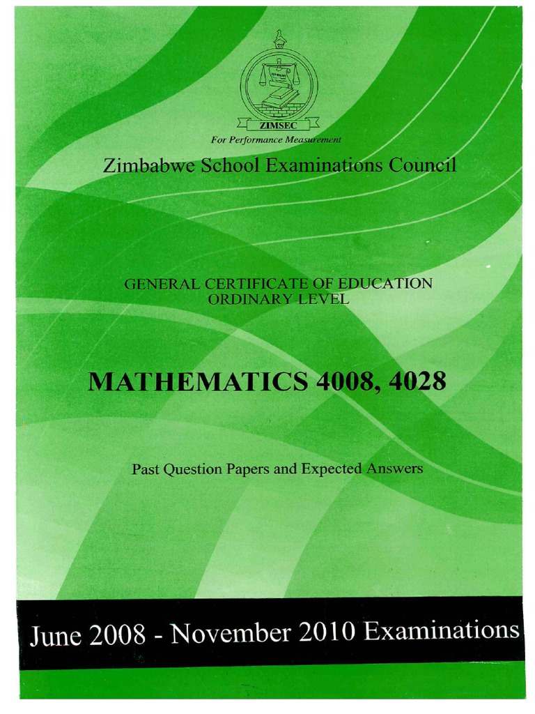 Zimsec O Level Mathematics Question and Answer 2008 - 2010 PDF ...