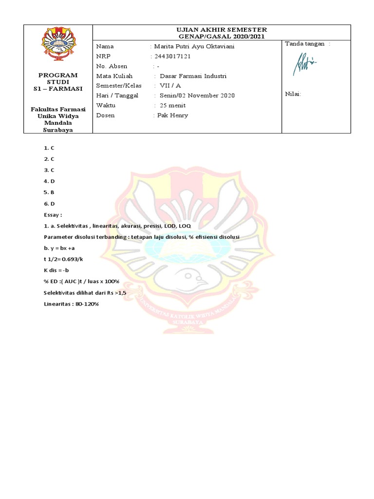 Marita Putri Ayu o Dasfarin A Kf-1 | PDF
