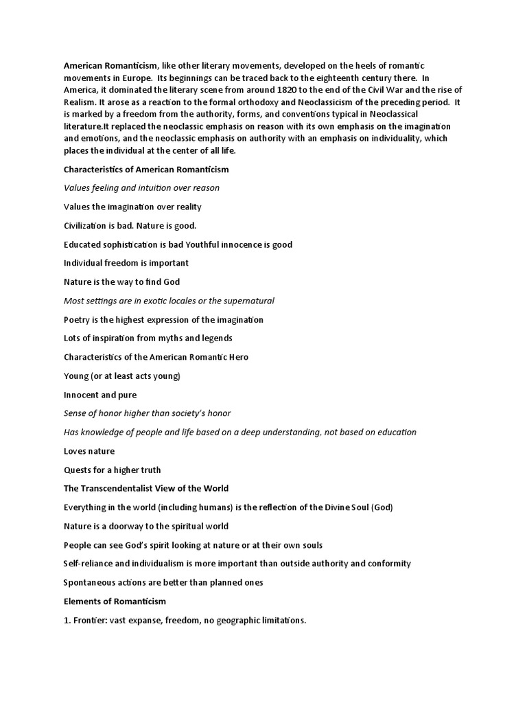 American Romanticism and Poe | PDF | Romanticism | Edgar Allan Poe