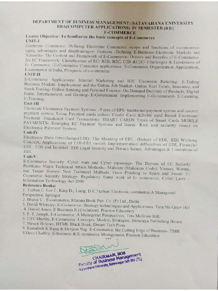 BBA (Computer Applications) 4th Semester (R19) E-Commerce | PDF