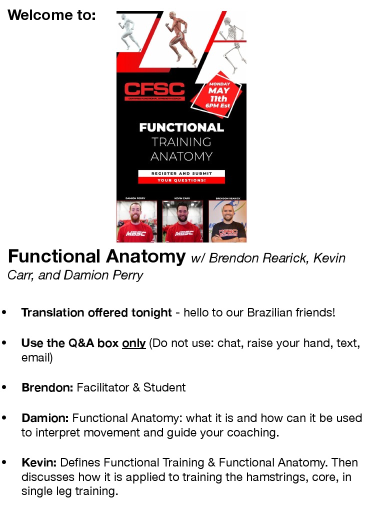 Functional Training Anatomy Webinar | PDF | Anatomical Terms Of Motion | Anatomy