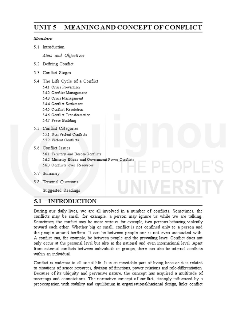 Unit 5 Meaning and Concept of Conflict | PDF | Conflict (Process ...