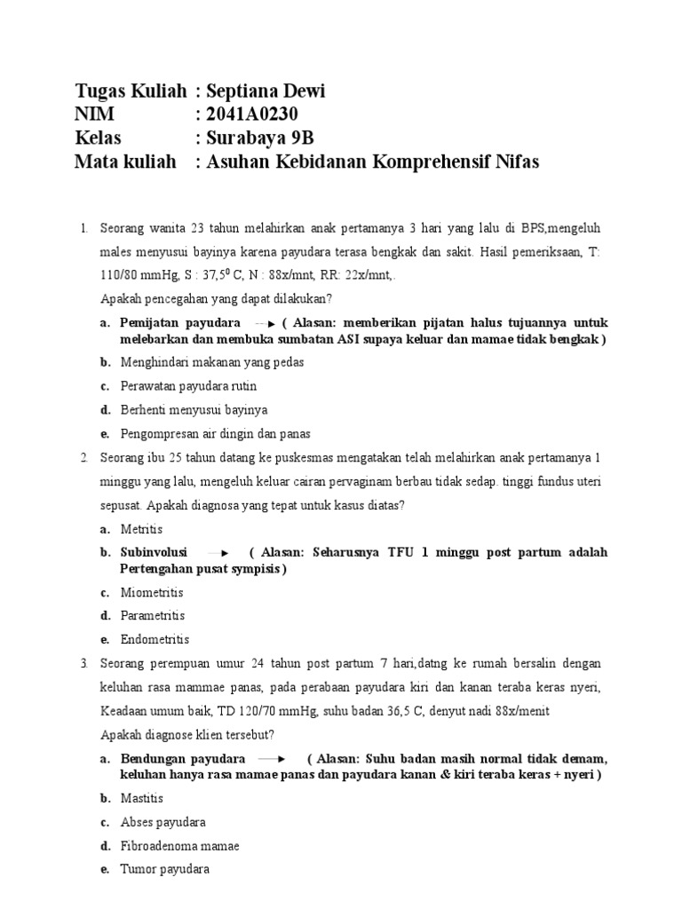 Soal Nifas Kompre 2-Dikonversi | PDF