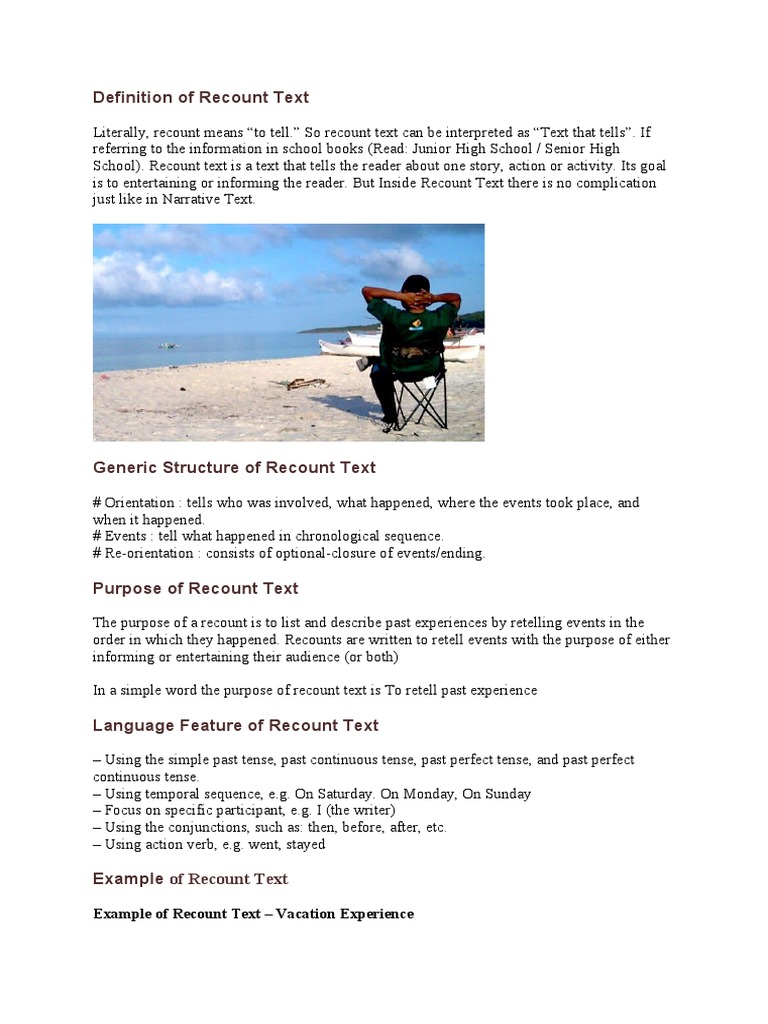 Definition of Recount Text | PDF | Grammatical Tense | Linguistics