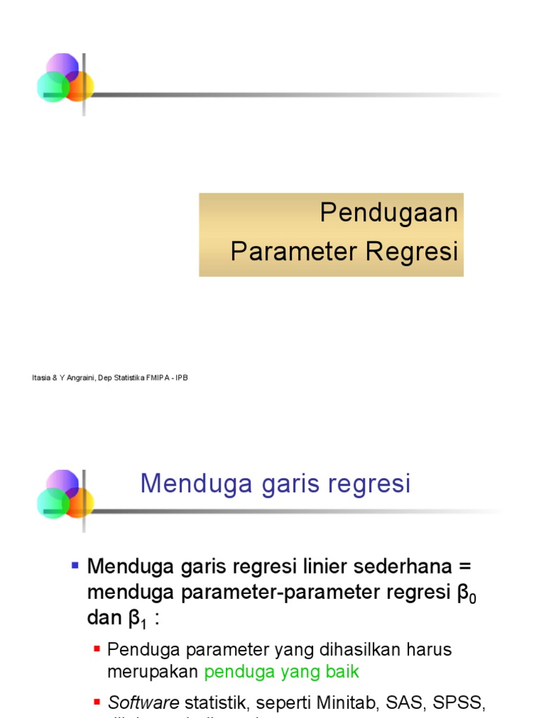 3 Pendugaan Parameter Dan Pengujian Model Regresi Sederhana | PDF