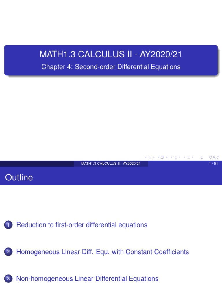 Chapter 4 - Second-Order Differential Equations | PDF | Ordinary ...