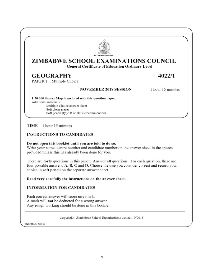 Zimsec O Level Geography November 2018 Past Exam Paper 1 .PDF ...