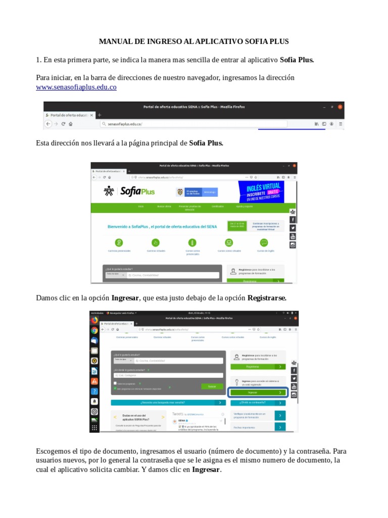 Manual de Ingreso a Sofia Plus | PDF
