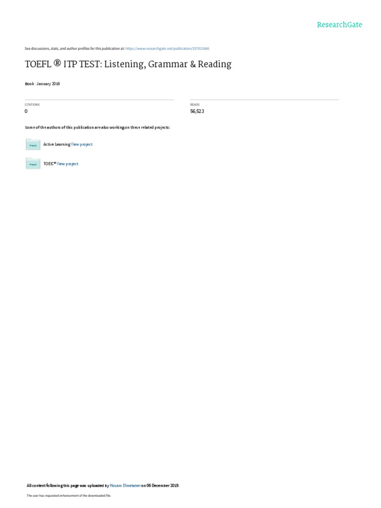 TOEFL Paper - New3edition | PDF | Test Of English As A Foreign Language ...