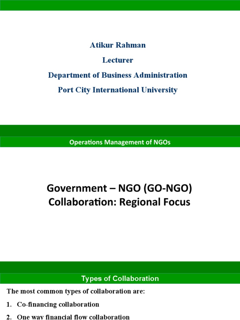 Government - NGO (GO-NGO) Collaboration: Regional Focus | PDF