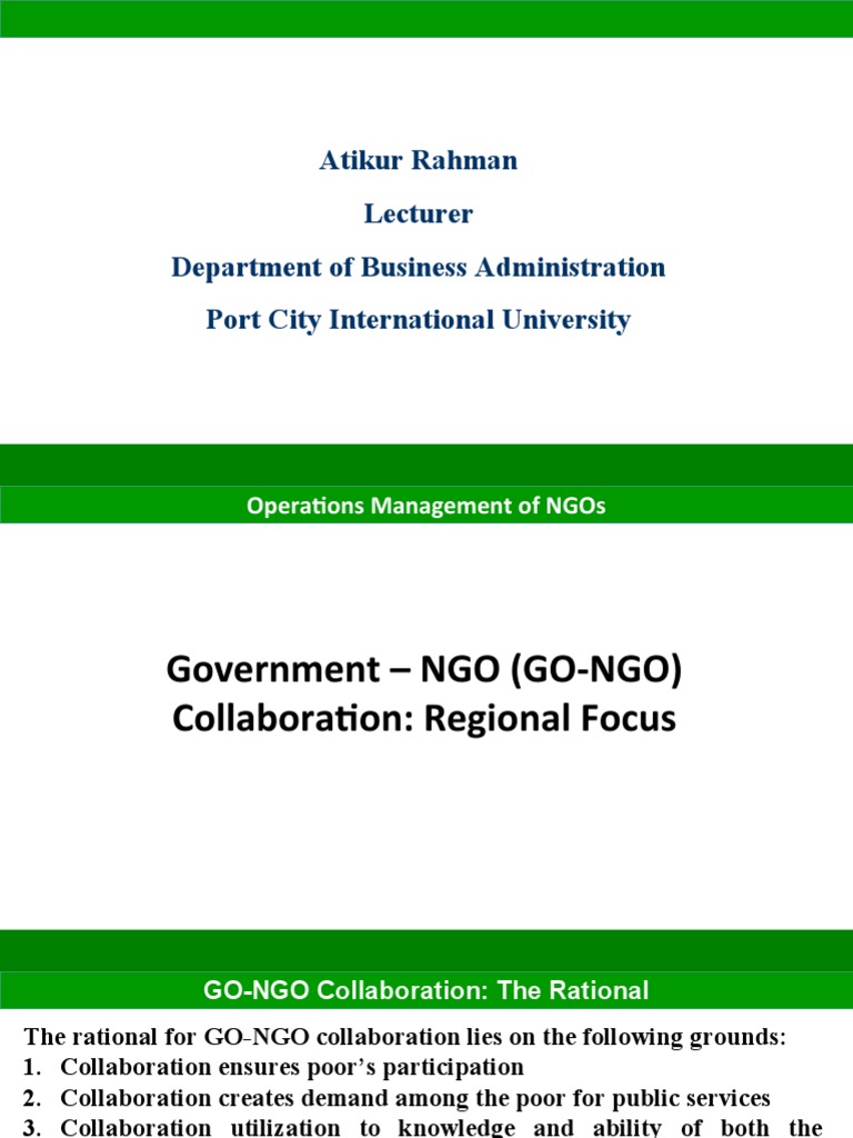 Government - NGO (GO-NGO) Collaboration: Regional Focus - Benefit | PDF ...