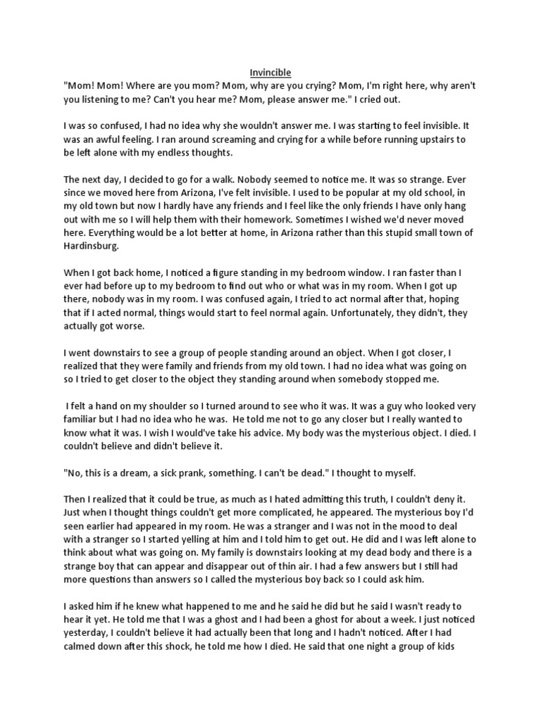 Invincible-Short Story | PDF | Mystery, Thriller & Crime Fiction