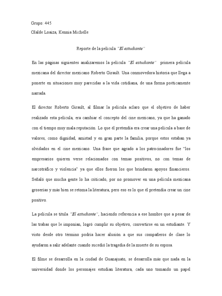 Análisis de la película "El estudiante" | PDF | Don Quijote | México