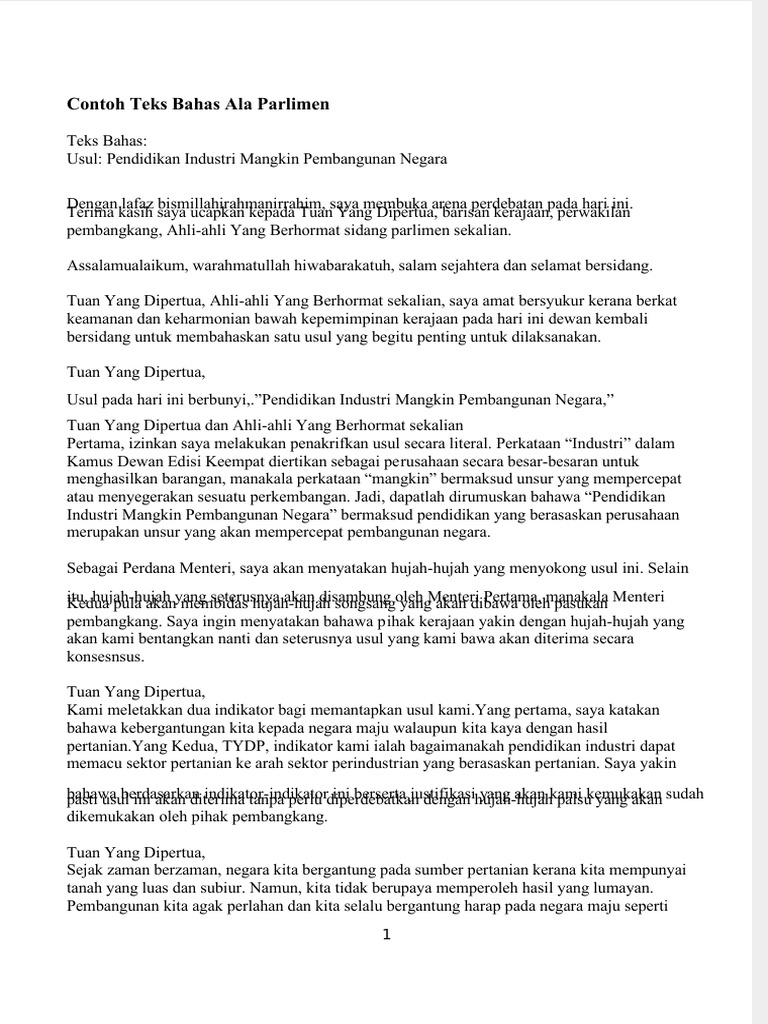 Dokumen - Tips Contoh Teks Bahas Ala Parlimen | PDF