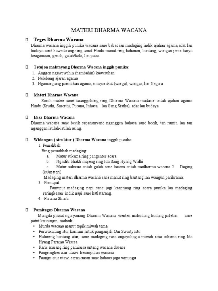 Materi Dharma Wacana | PDF