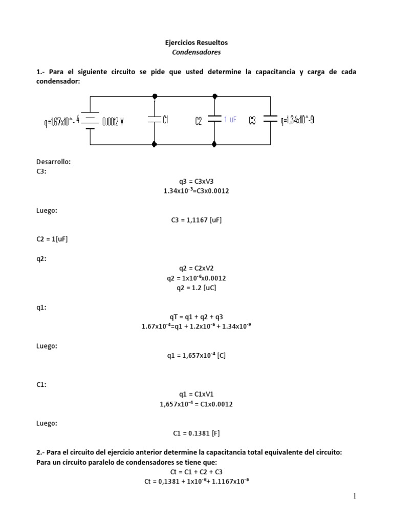 Ejercicios Resueltos de Condensadores | PDF | Condensador | Poder (Física)