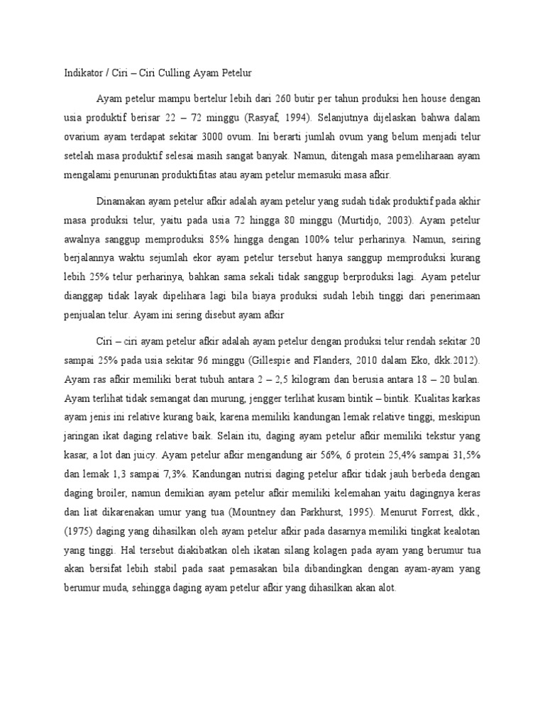 Indikator Ciri Ciri Culling | PDF