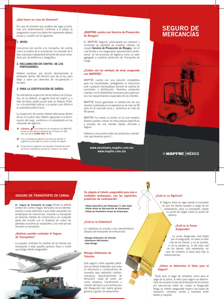 Tríptico de Transporte Carga | Descargar gratis PDF | Seguro | Póliza ...