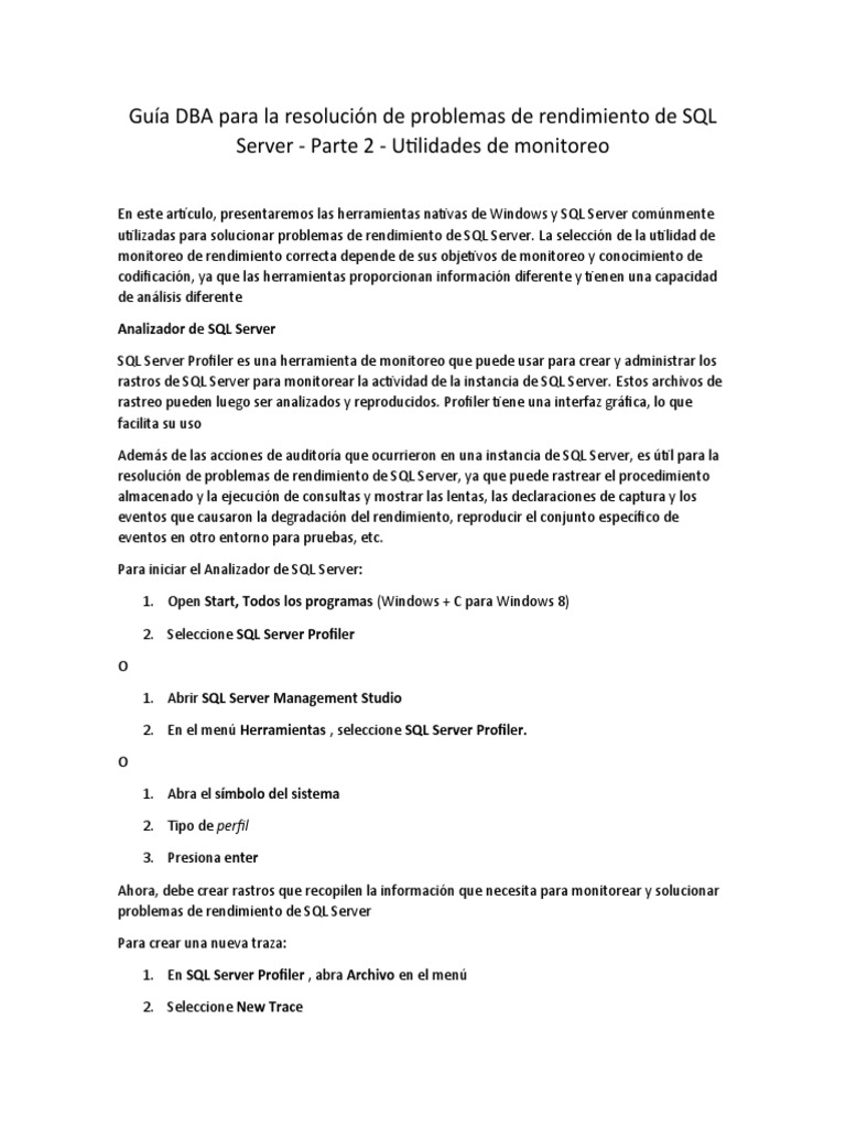 Guía DBA para La Resolución de Problemas de Rendimiento de SQL Server ...