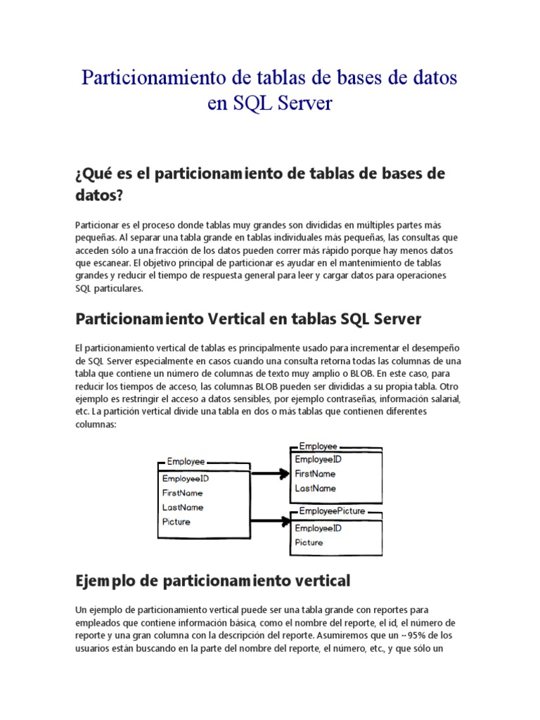 Particionamiento de Tablas de Bases de Datos en SQL Server | PDF | SQL ...