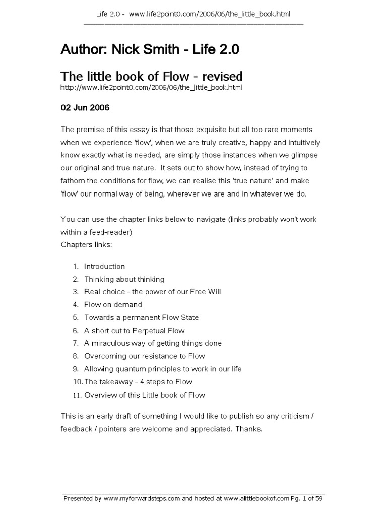 A Little Book of Flow | PDF | Thought | Mind
