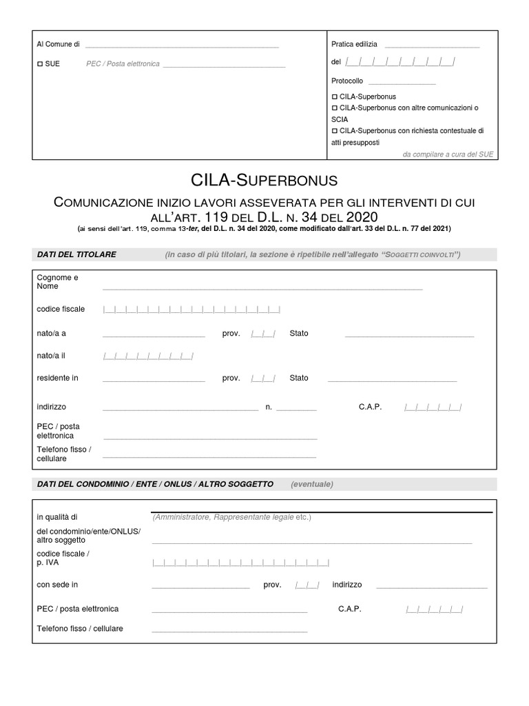 Modulo CILA Superbonus | PDF