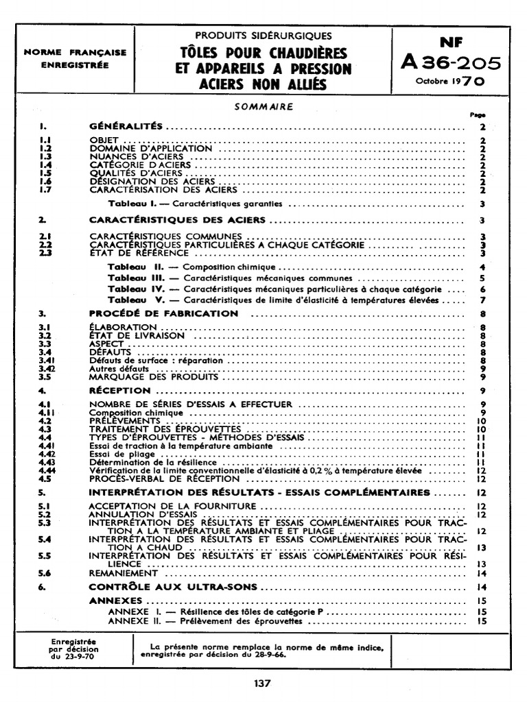 NF A 36-205 1970 | PDF
