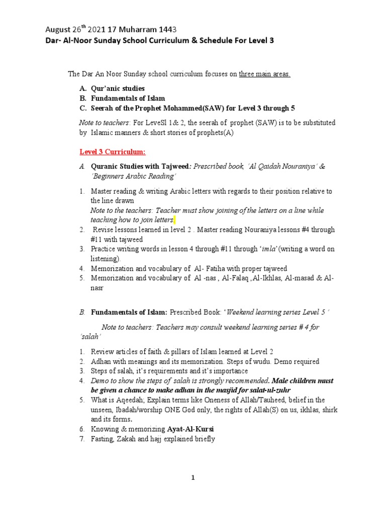 Level 3 Sunday School Curriculum | PDF | Muhammad | Tawhid