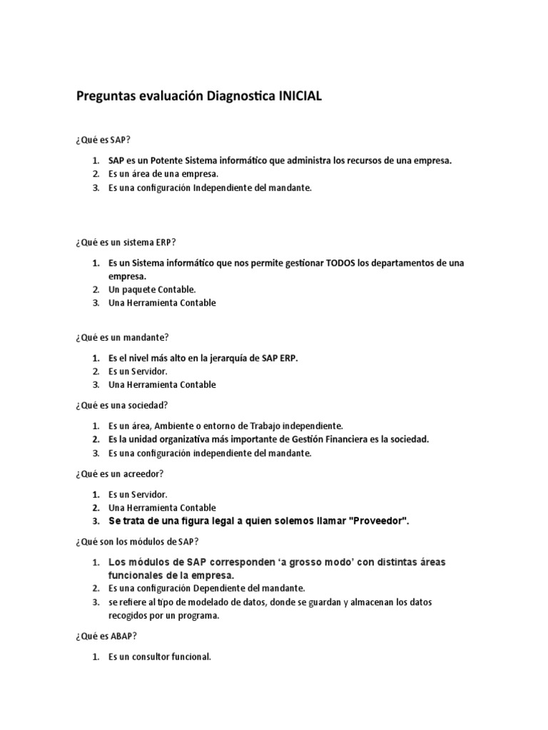 Preguntas Cuestionarios SAP | PDF | Contabilidad | Business