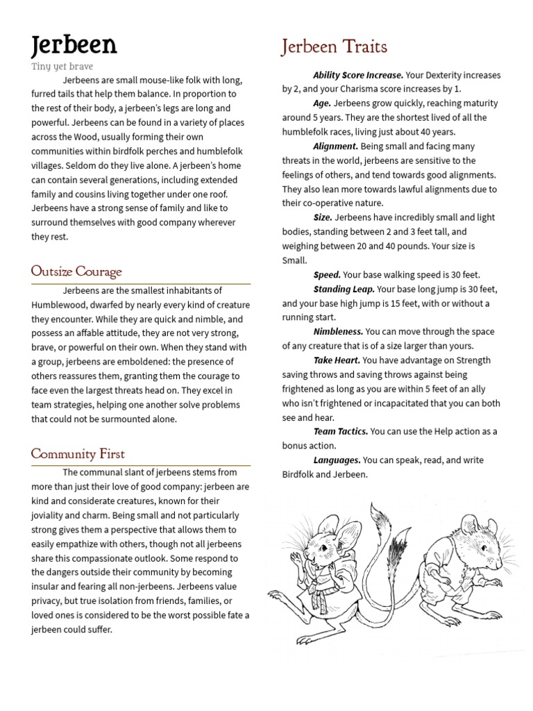 Humblewood - Jerbeen | PDF | Dungeons & Dragons | Gary Gygax Games