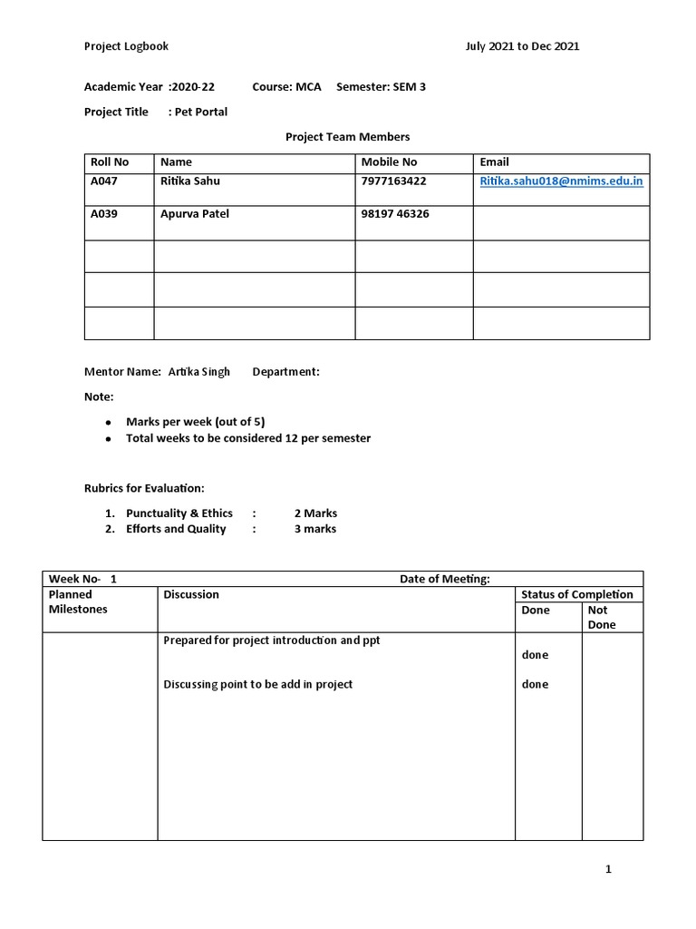 Log Book Format | PDF