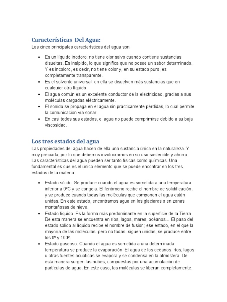 Características Del Agua | PDF | Agua | Tecnología Ambiental