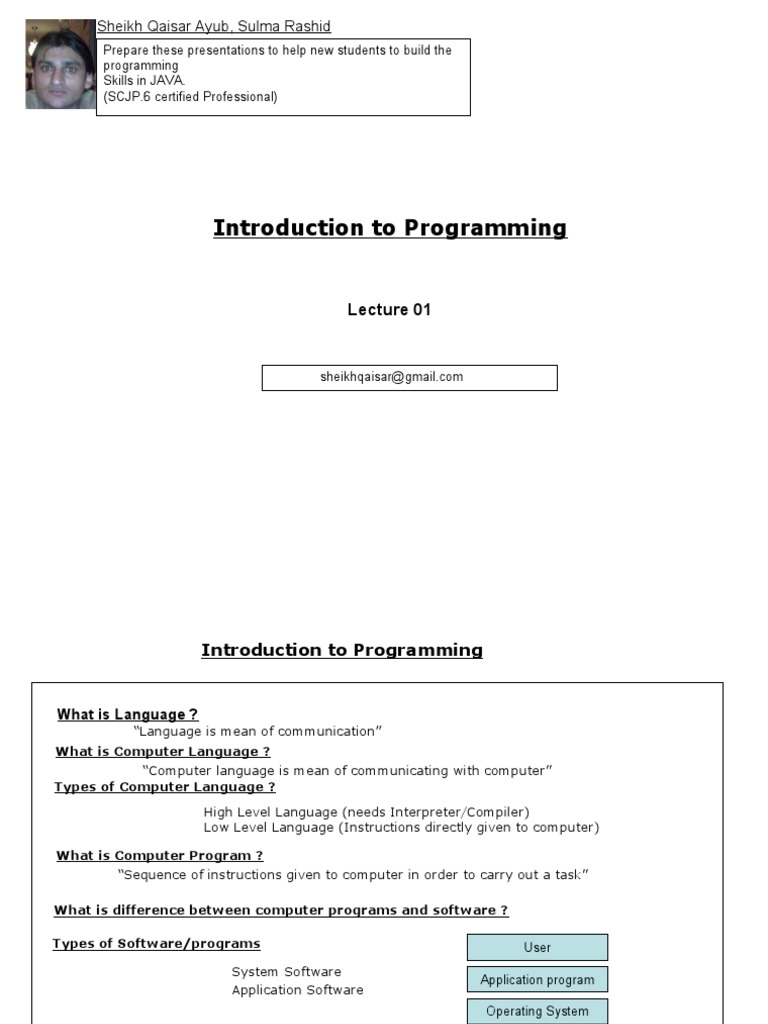 Introduction To Programming: Sheikh Qaisar Ayub, Sulma Rashid | PDF ...