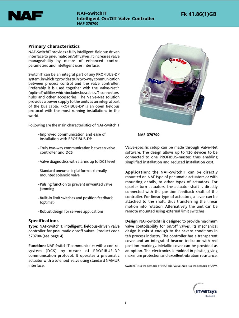 Naf-Switchit Intelligent On/Off Valve Controller: FK 41.86 (1) GB | PDF ...