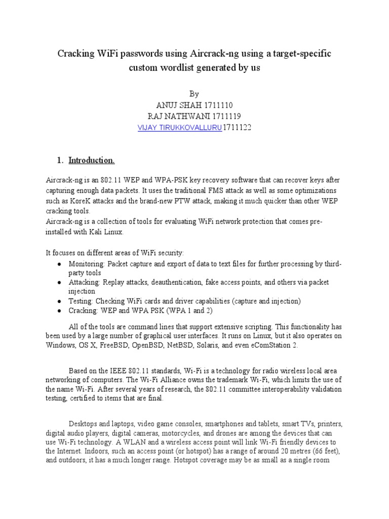 Cracking Wifi Passwords Using Aircrack-Ng Using A Target-Specific ...