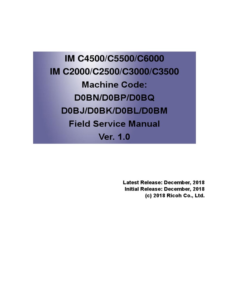 Ricoh Im C2000 To C6000 Series Service Manual | PDF | Microsoft Windows ...