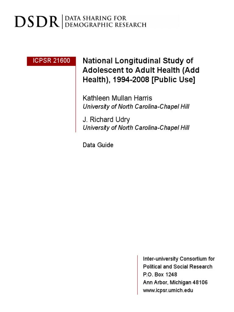 ADD Health - National Longitudinal Study of Adolescent To Adult Health ...