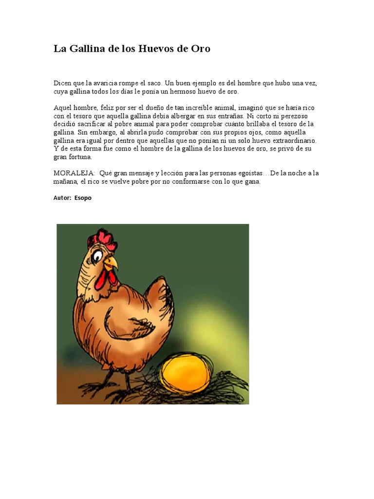Fabula La Gallina de Los Huevos de Oro | PDF