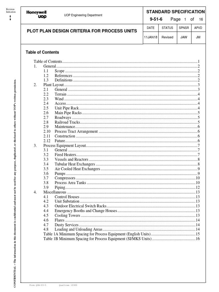 9-51-6 Plot Plan Design Criteria For Process Units-10389-3 | PDF | Wound