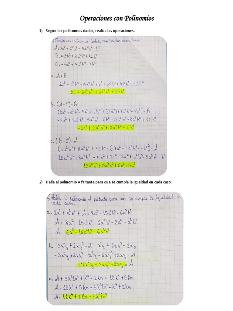 Operaciones Con Polinomios | PDF