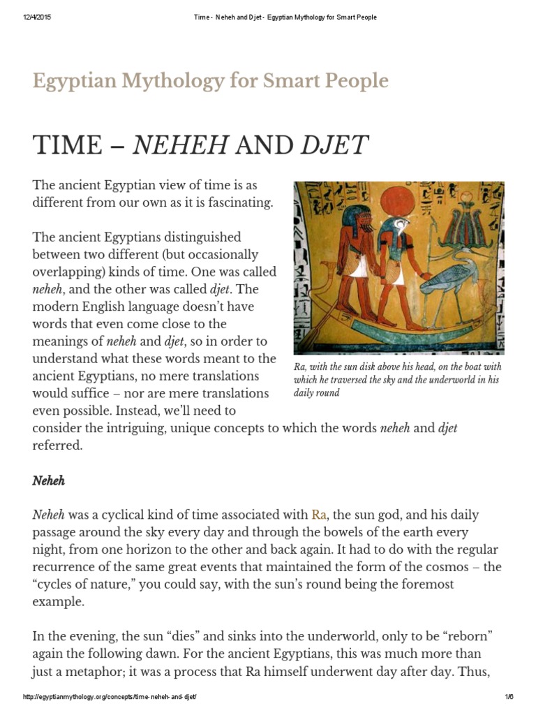 Time - Neheh and Djet - Egyptian Mythology For Smart People | PDF ...