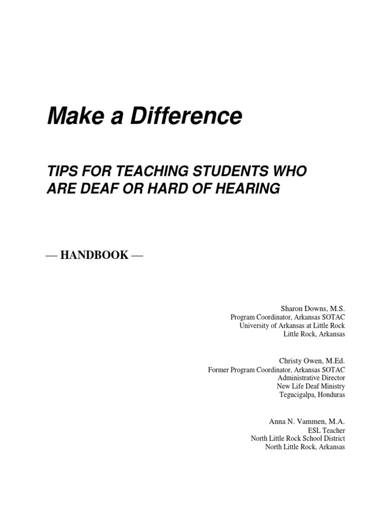 Tips For Teaching Students Who Are Deaf or Hard of Hearing | PDF ...