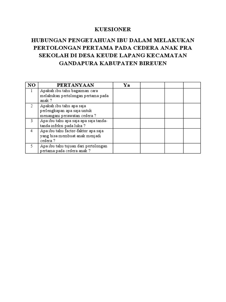 Kuesioner My Proposal | PDF