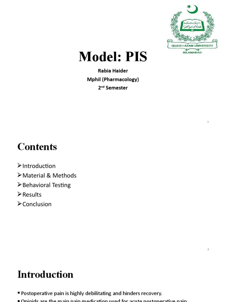 PIS Model for Postoperative Pain | PDF | Pain | Surgery