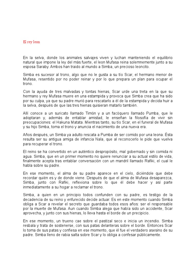 Cuento Del Rey Leon | PDF